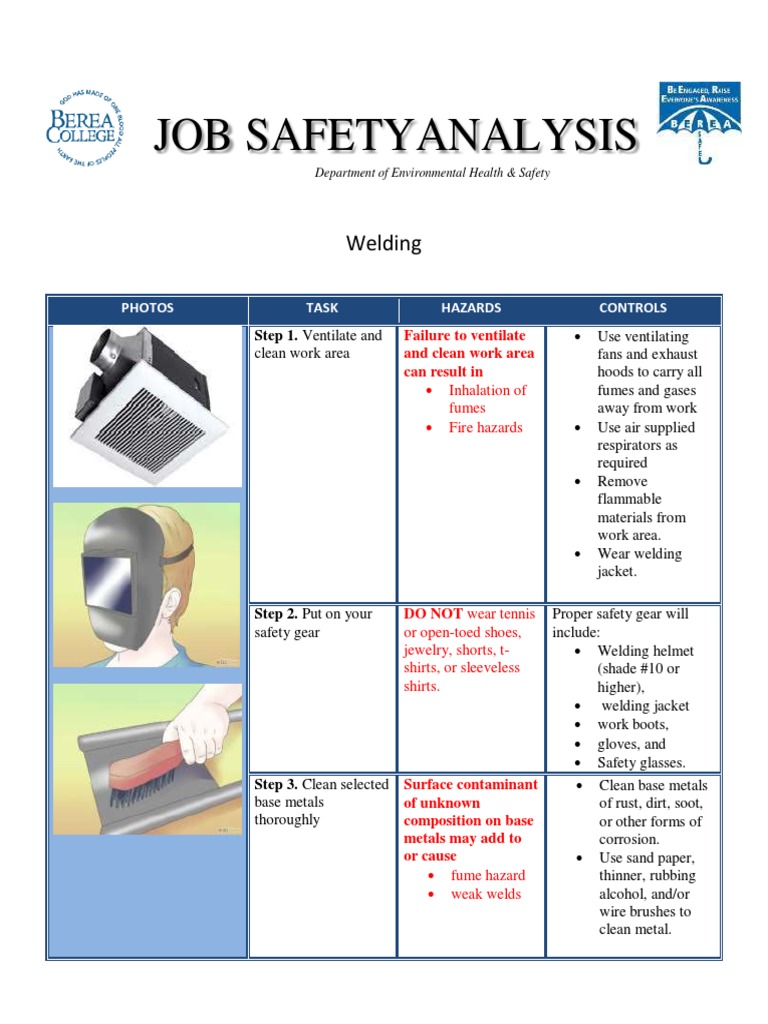 Welding JSA | PDF | Welding | Construction