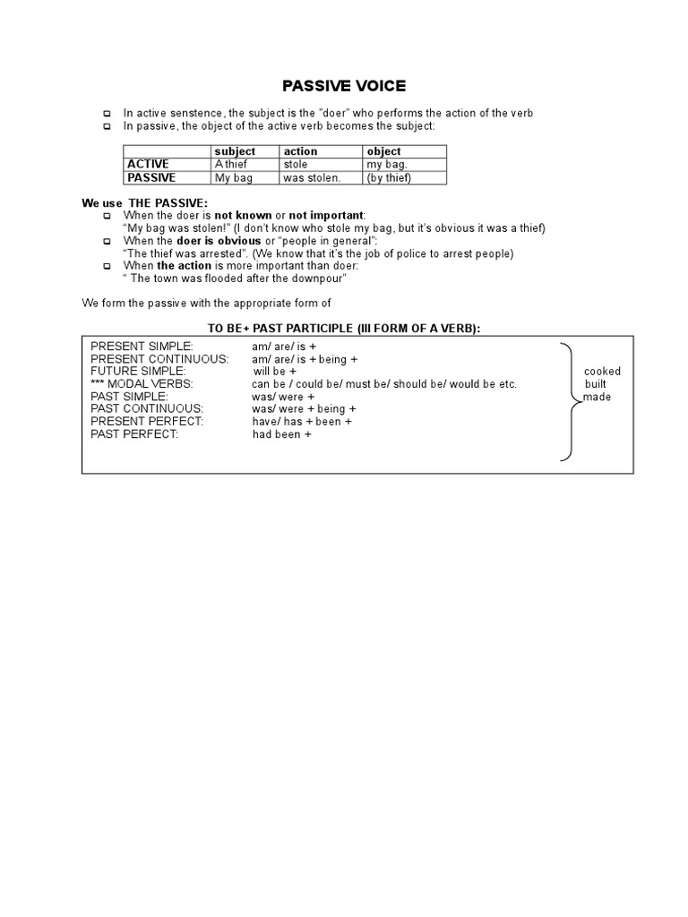 Passive Voice - Theory & Ex. | PDF | Linguistic Morphology | Linguistics