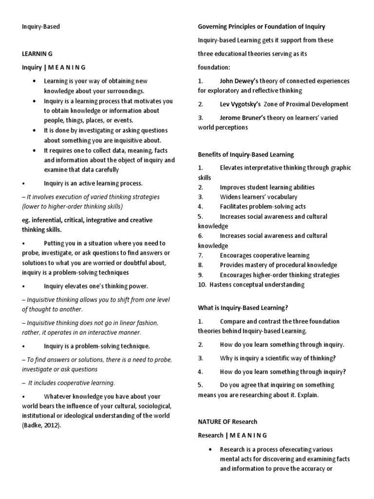 Research | PDF | Inquiry Based Learning | Inquiry