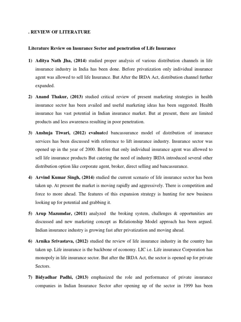 03 - Review of Literature | PDF | Insurance | Financial Services