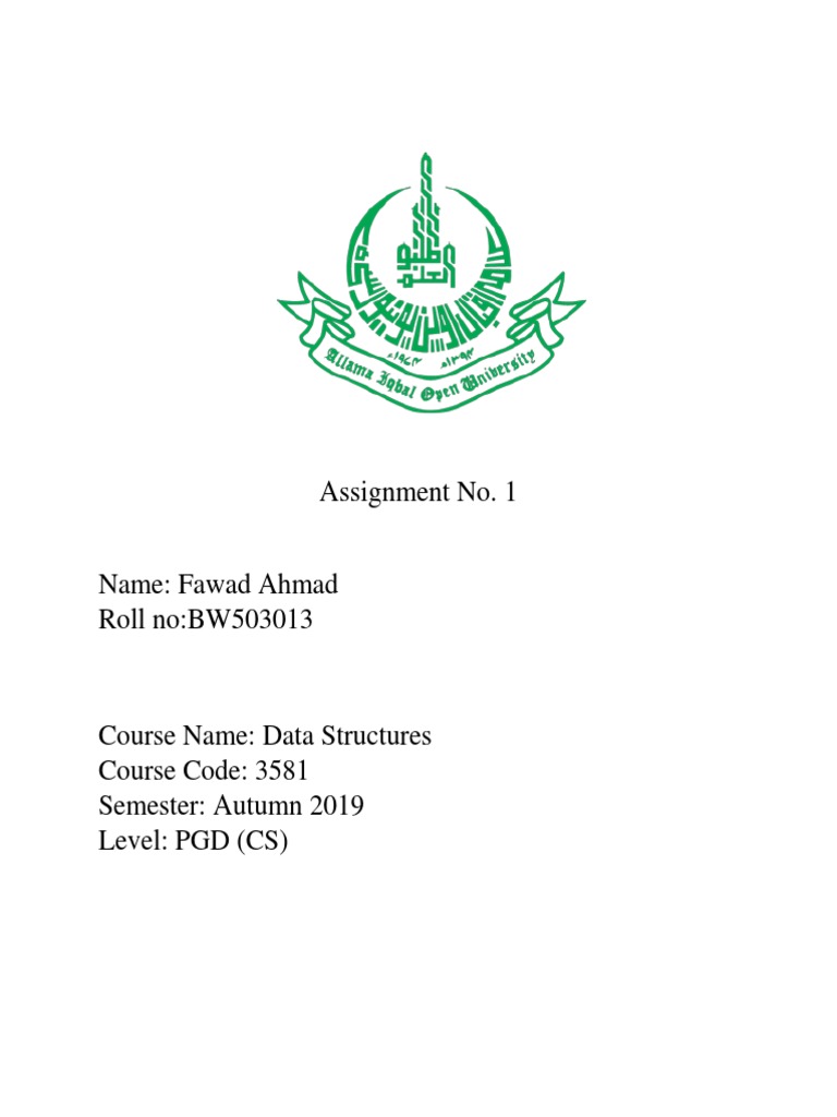 Assign 1 AIOU Data Structure | PDF | Array Data Structure | Data Structure