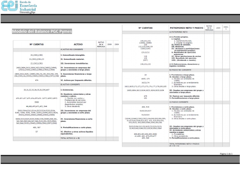 Modelo de Balance PGC Pymes PDF | PDF