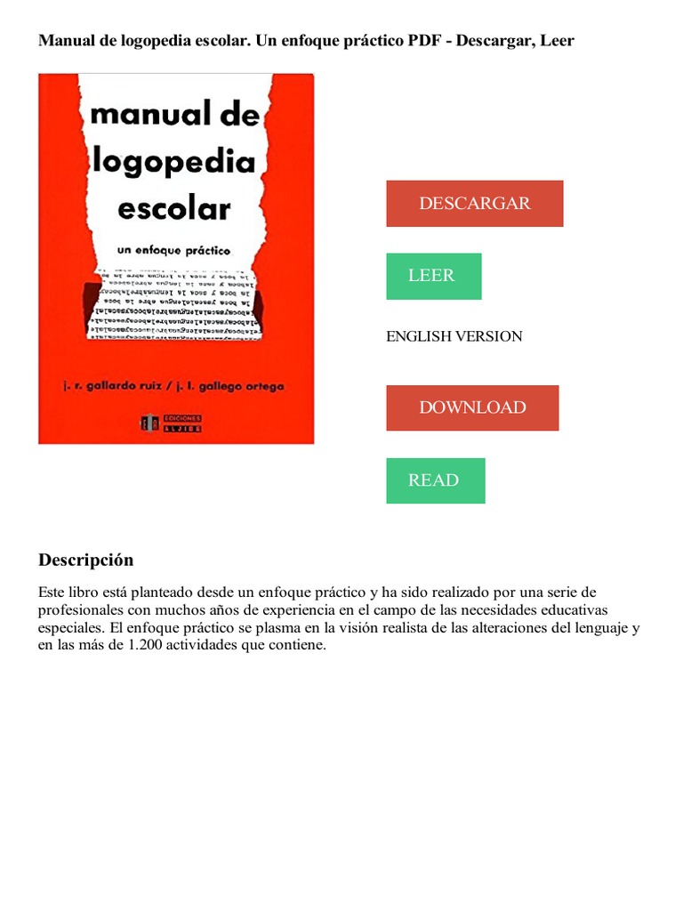 Manual de Logopedia Escolar Práctico | PDF | Patología del habla y ...