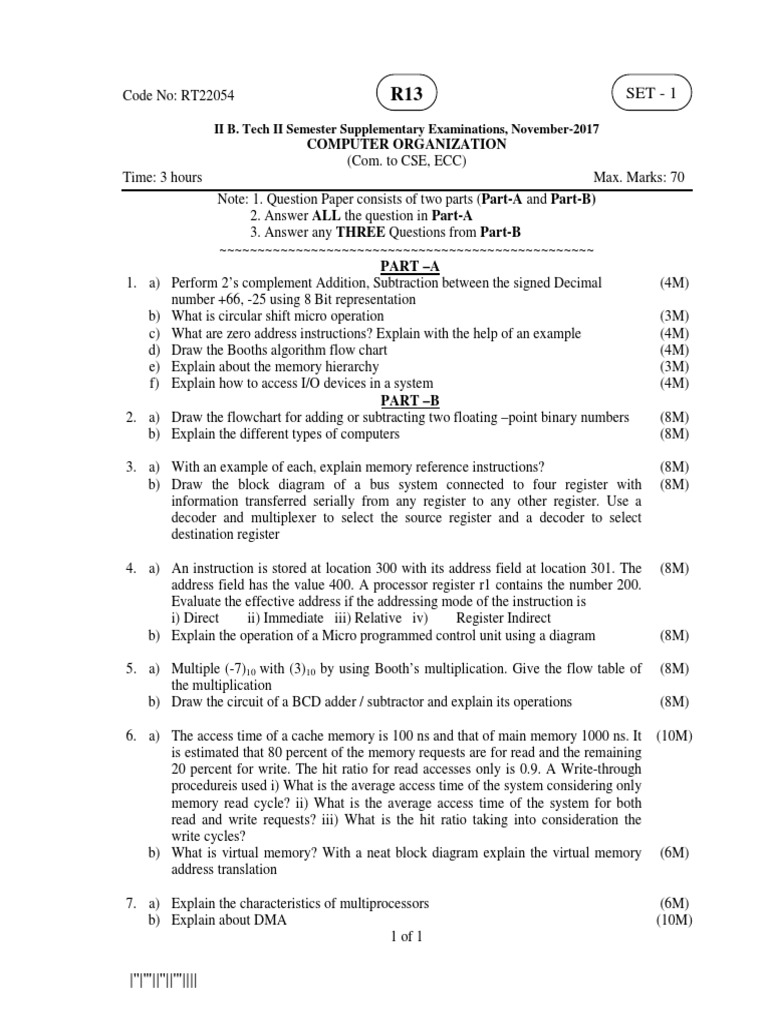 Computer Organization Exam Questions | PDF | Bit | Random Access Memory