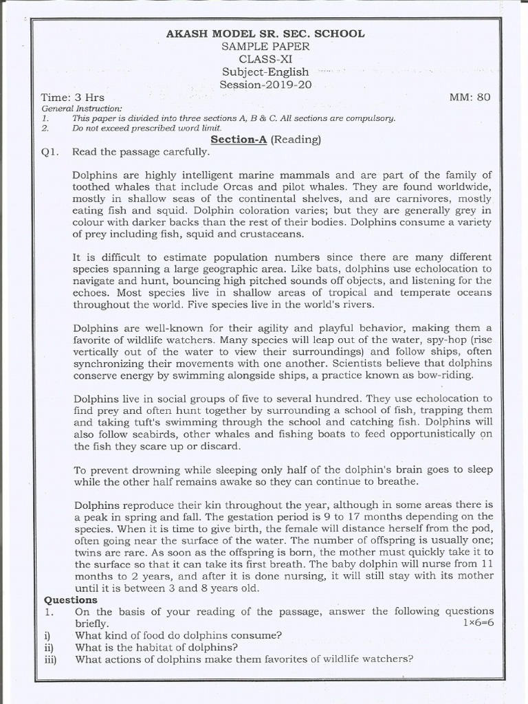 Class 11 Science Sample Paper S A 2 PDF | PDF