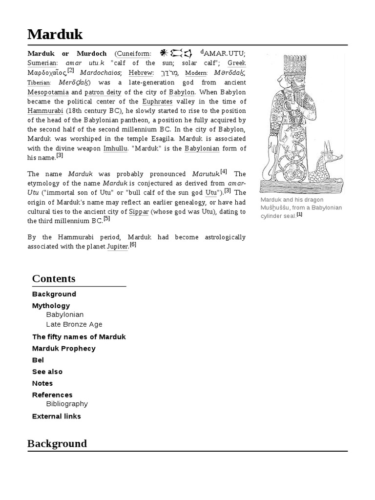 Marduk | PDF | Mesopotamian Mythology | Ancient Semitic Religions