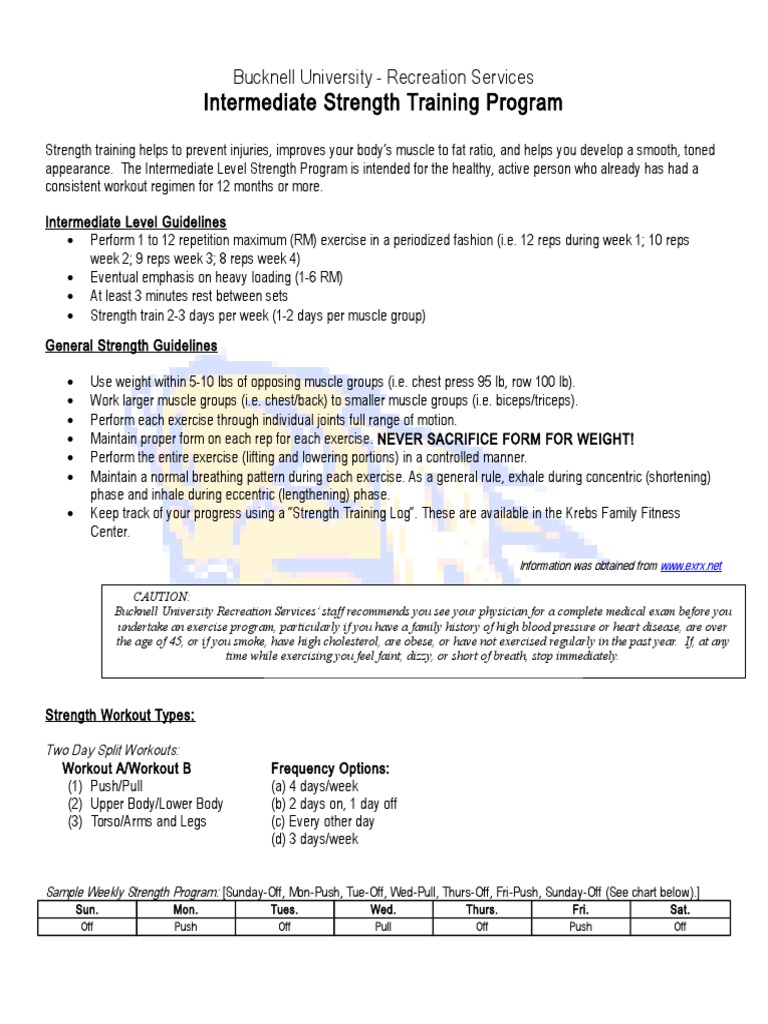 Intermediate Level Strength Training Program1 | Download Free PDF ...