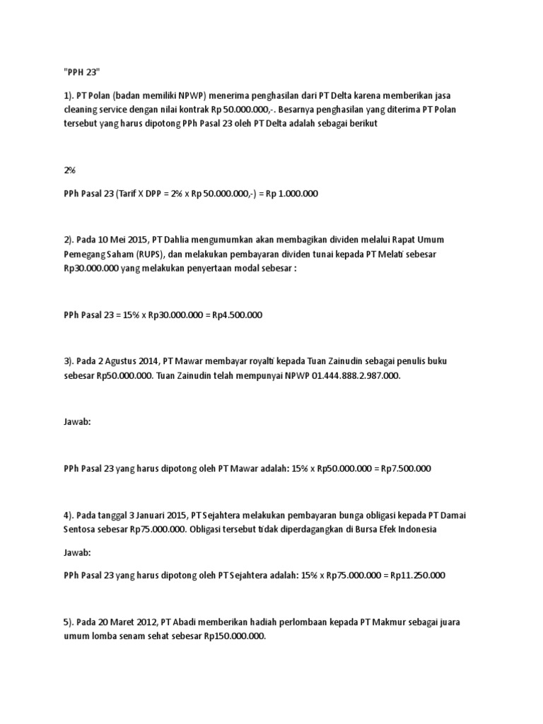 Contoh Soal Latihan Perpajakan | PDF