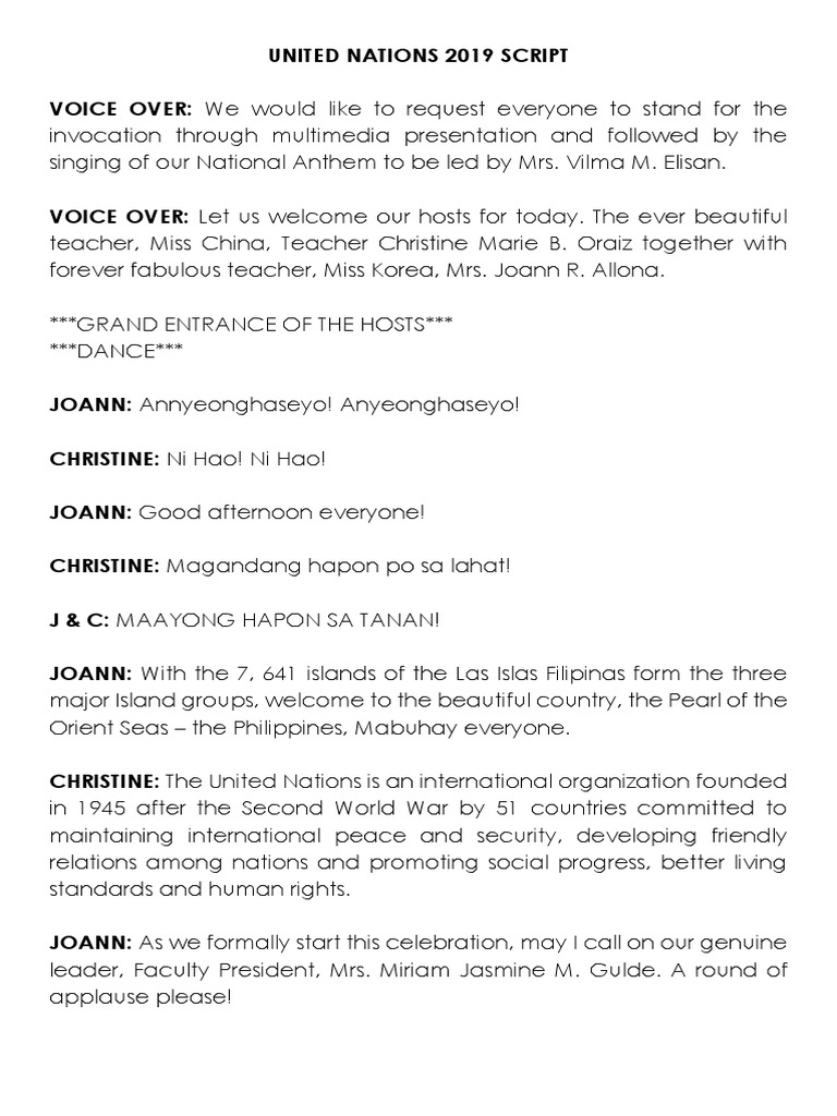 United Nations 2019 Script | PDF | Continent | Singapore