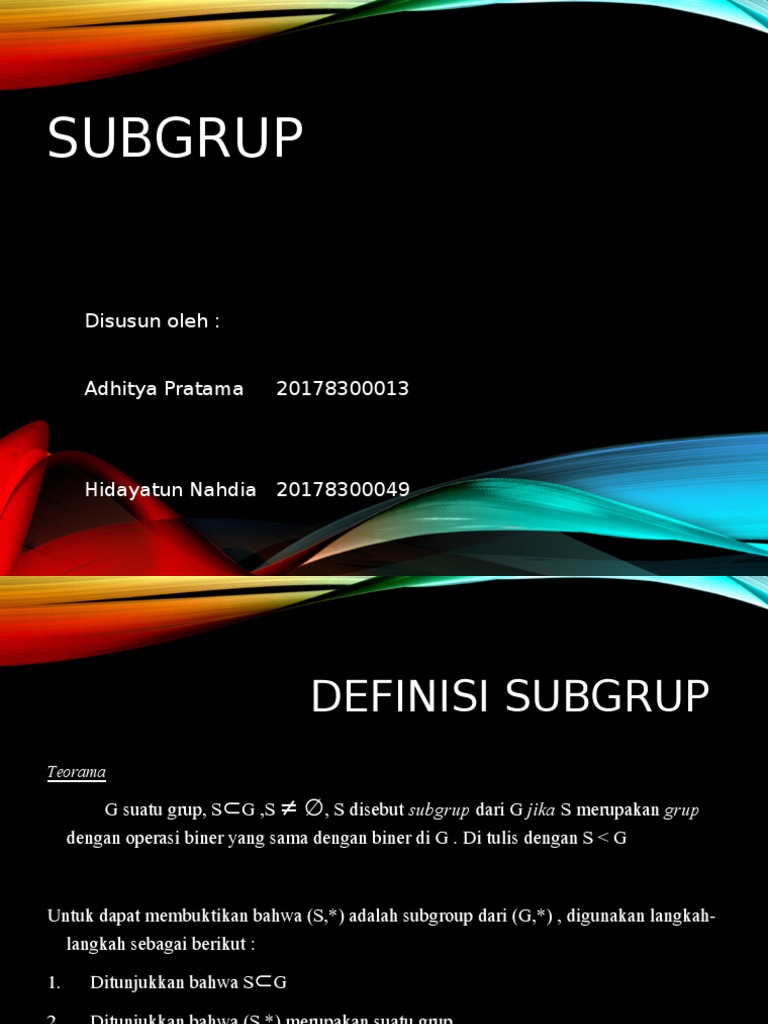 Definisi dan Sifat Subgrup Matematika | PDF | Metode & Bahan Ajar