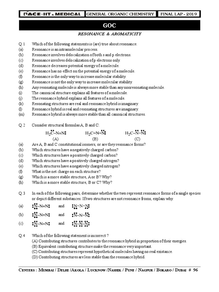 PACE Final Lap (Organic Chemistry) PDF | PDF | Aromaticity | Molecules