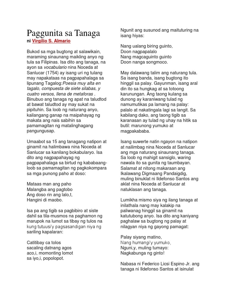 Paggunita Sa Tanaga | PDF