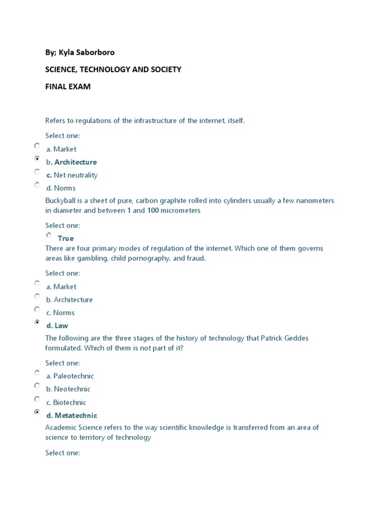 Final Exam STS | PDF | Messenger Rna | Scientific Method
