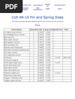 AR15 Pin and Spring Sizes | PDF | Military Technology | Firearms