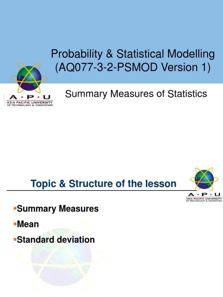PSMOD - Summary Measures of Statistics | PDF | Mean | Statistics