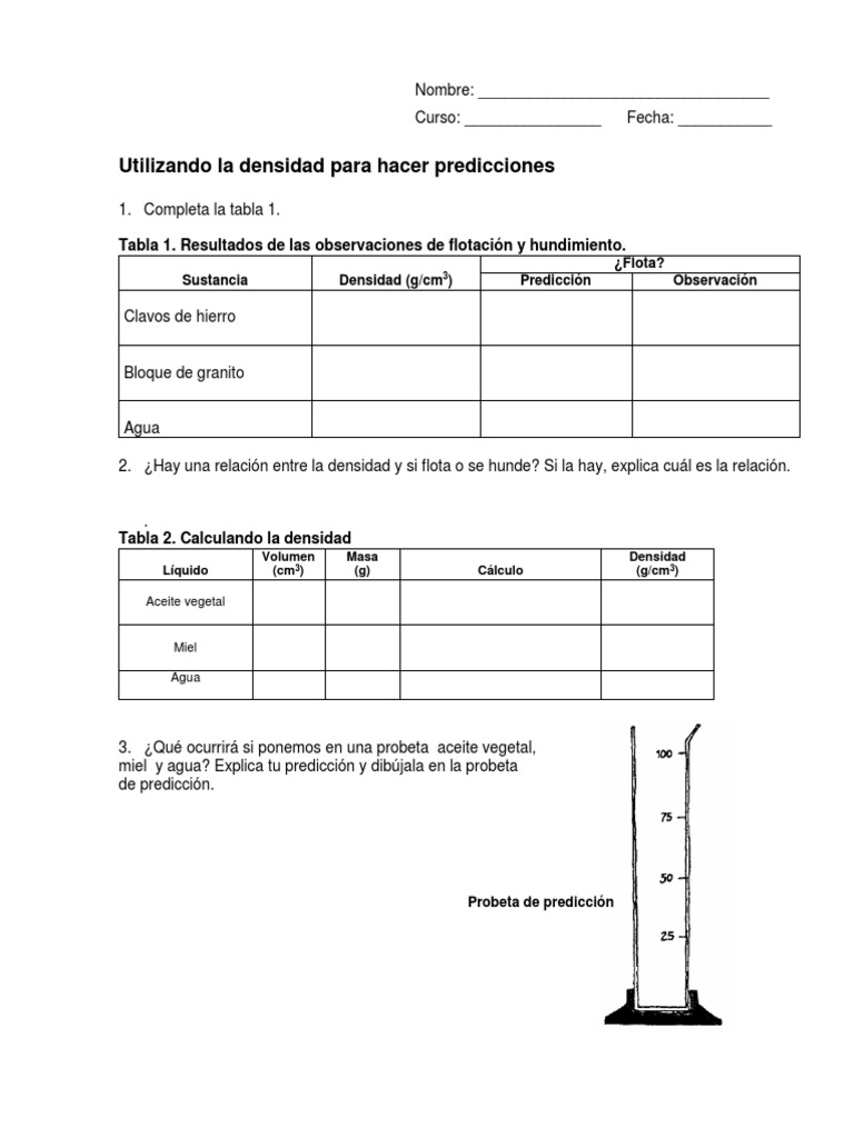 Práctica Densidad | PDF | Densidad | Mercurio (Elemento)