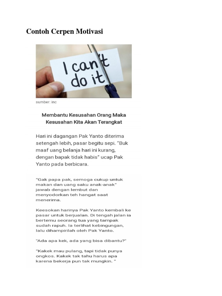 Contoh Cerpen Motivasi | PDF