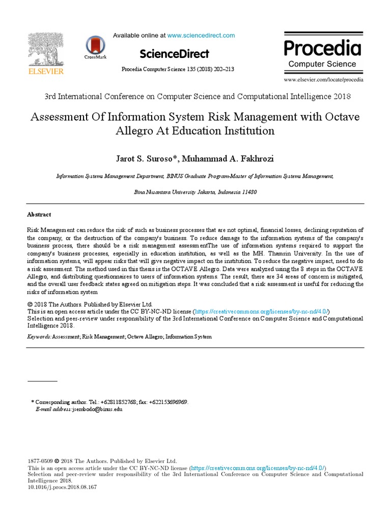 Asessment of Information System Risk Management With Octave Allegro at ...