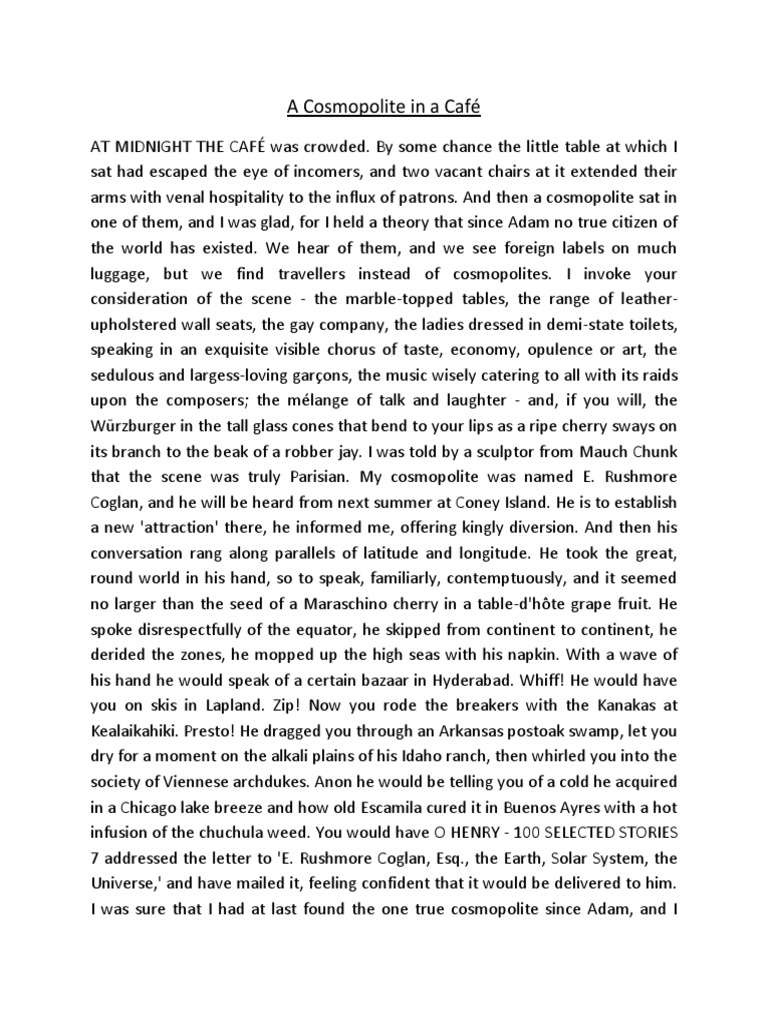 A Cosmopolite in A Café | PDF | Nature