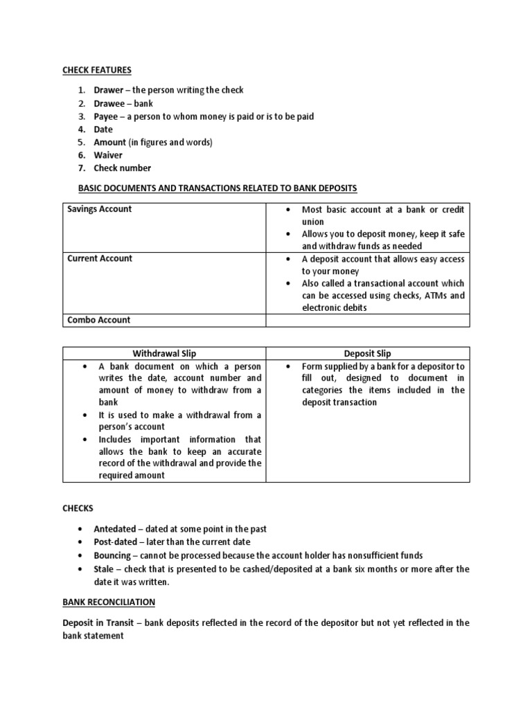 Fabm Terminologies | PDF | Cheque | Deposit Account