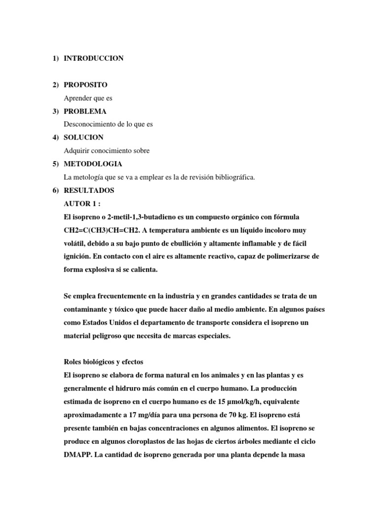 Qué es el isopreno y su importancia | PDF