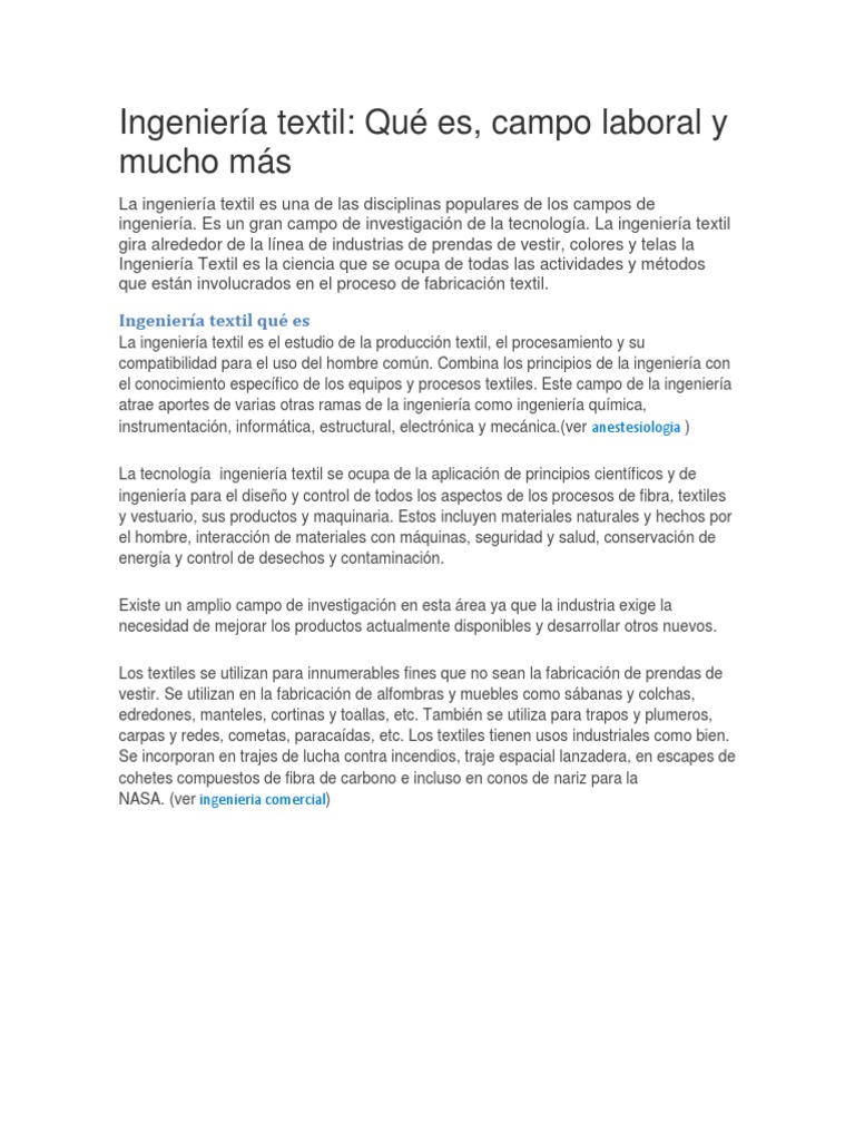 Ingeniería Textil | PDF