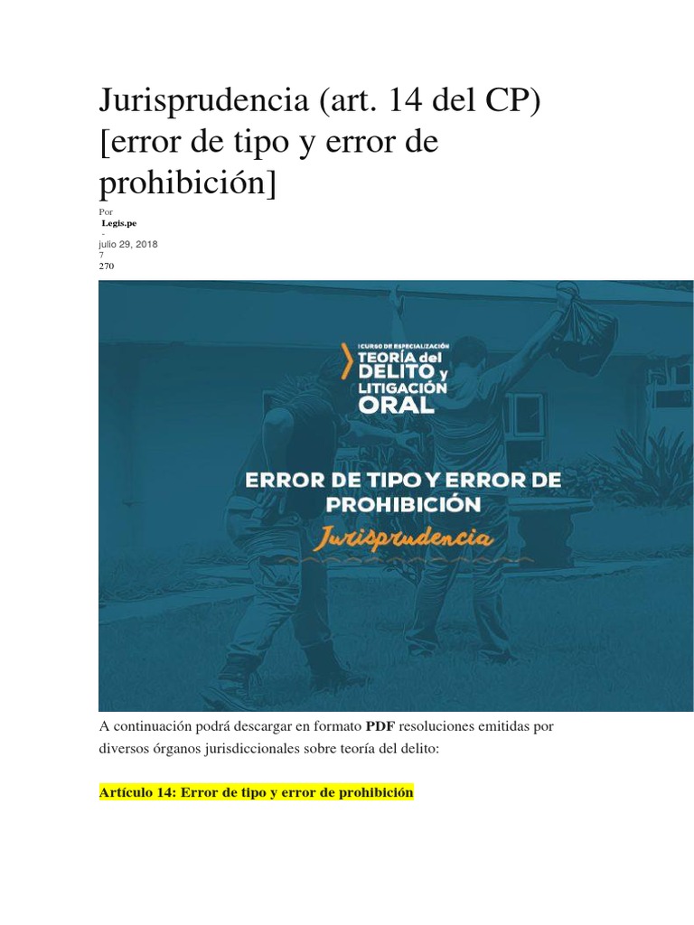 Error de Tipi y Error de Prohibicion | PDF | Violación | Derecho penal