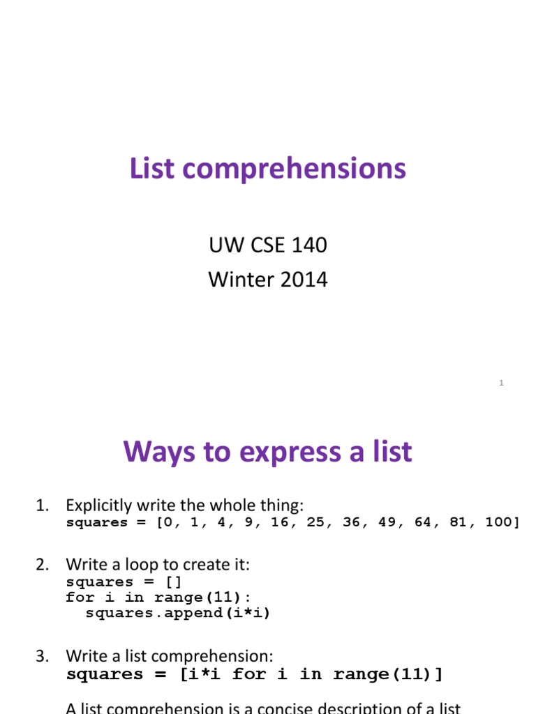 22 List Comprehensions | PDF | Computer Programming | Areas Of Computer Science