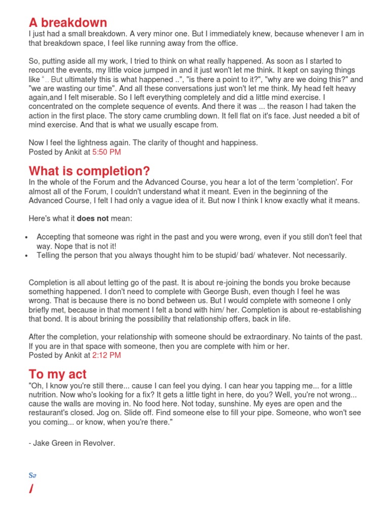 Landmark Forum - Advance Course | PDF | Mind | Reason