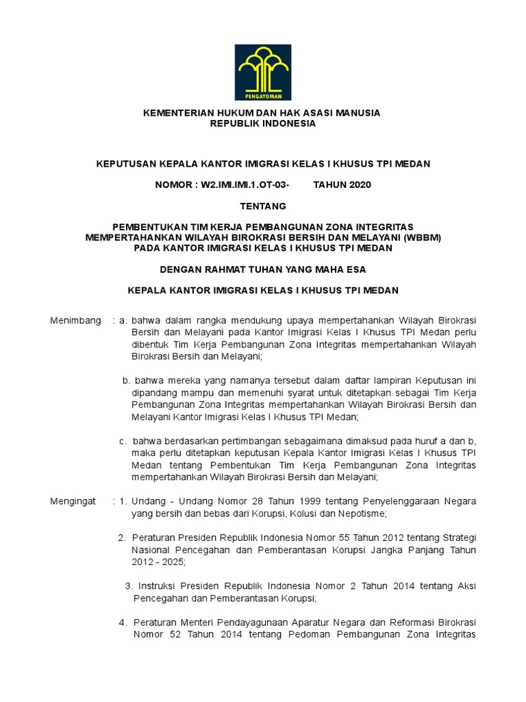 SK Tim Kerja 2020 | PDF