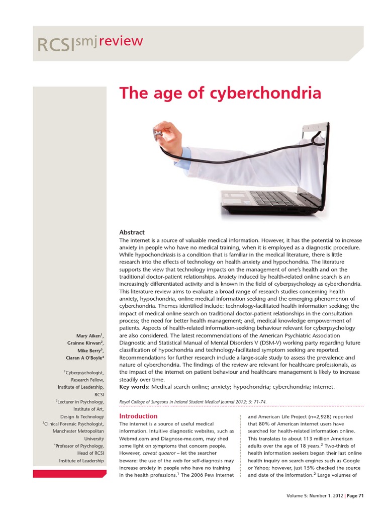 Cyberchondria | PDF | Behavioural Sciences | Psychology