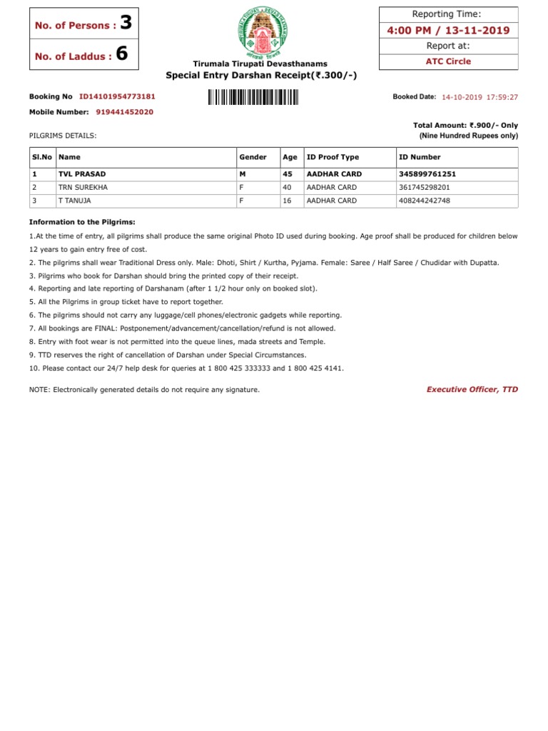 Tirumala Tirupati Devasthanams (Official Booking Portal) | PDF | Business