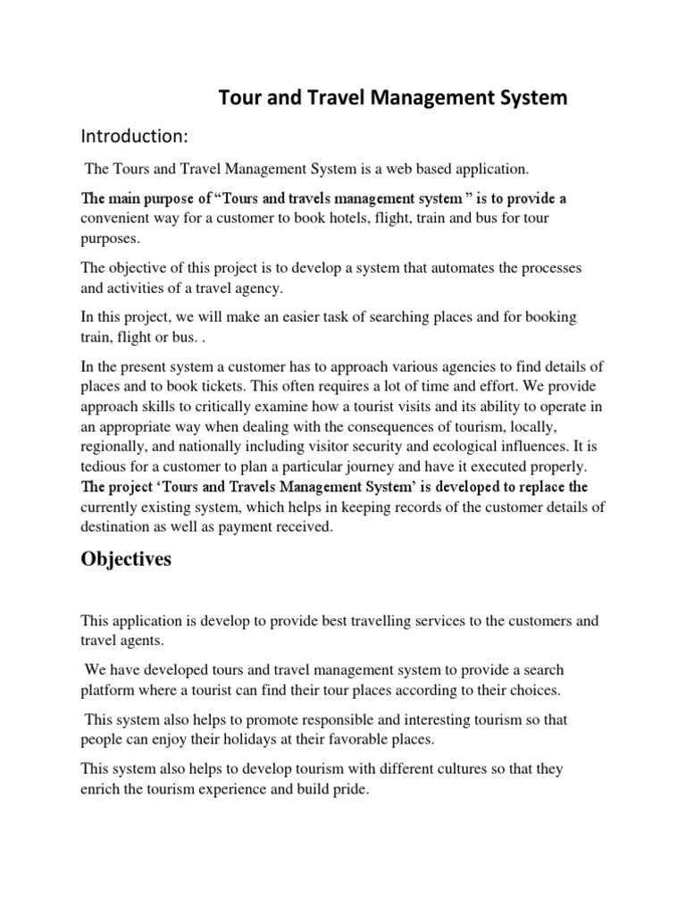 Tour and Travel Management System | PDF | Travel Agency | Tourism
