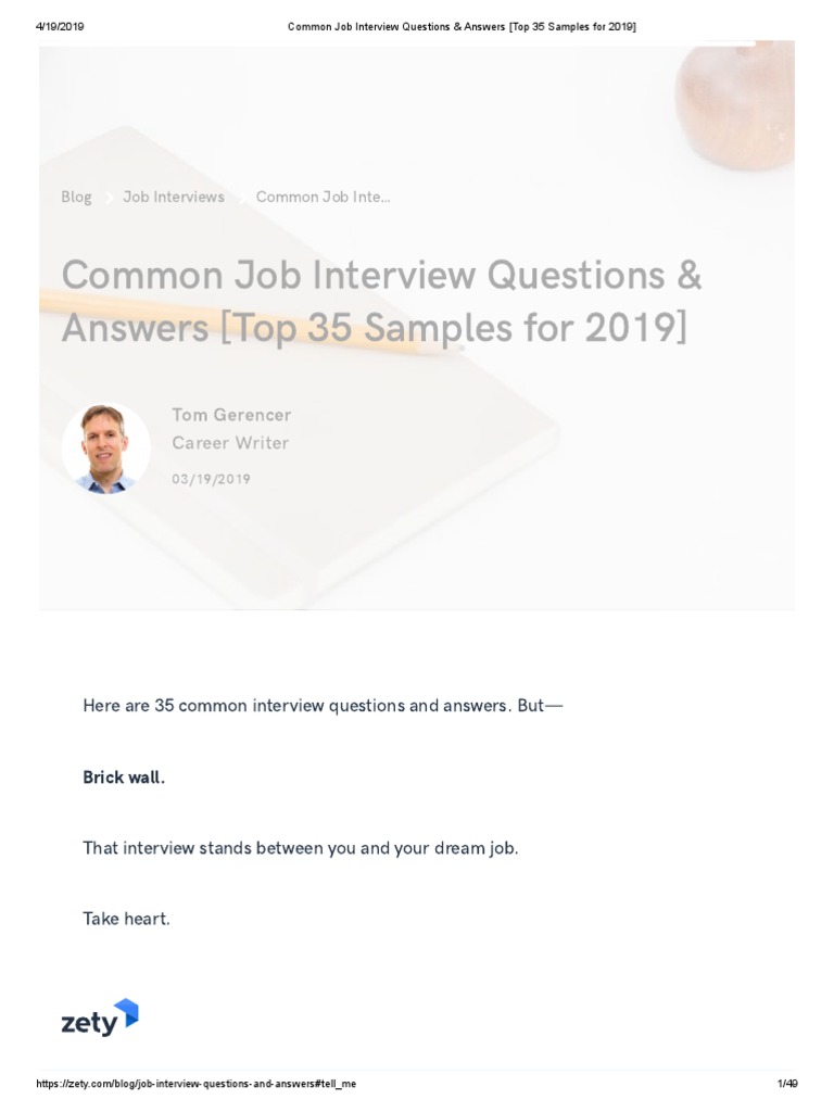 Common Job Interview Questions & Answers (Top 35 Samples For 2019 ...