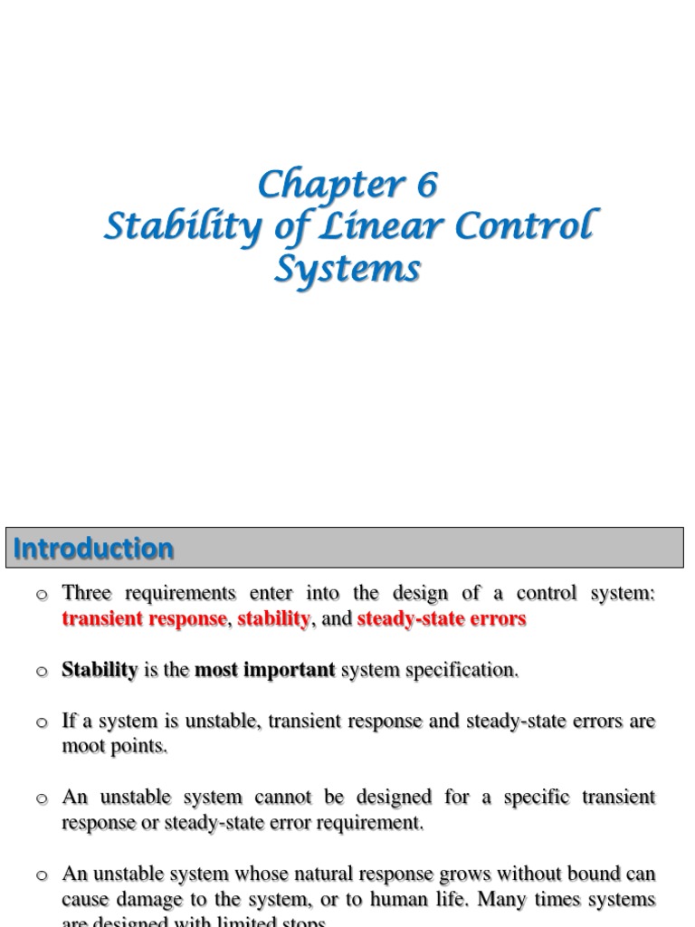 Stability of Linear Control Systems | PDF | Mathematical Analysis ...