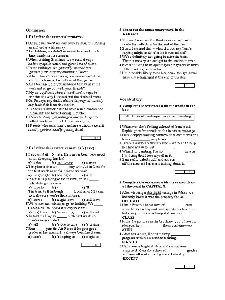 UPPER INTERMEDIATE Unit - Test - 4 | PDF