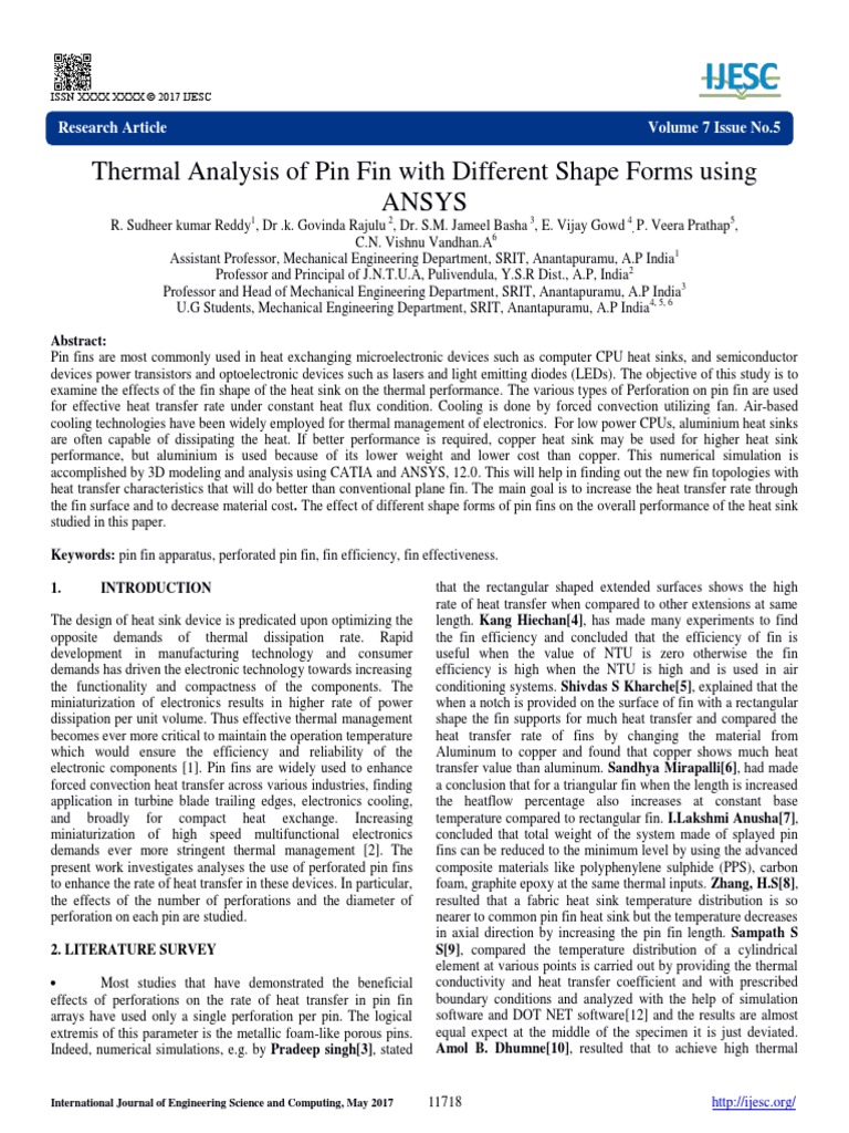 Thermal Analysis of Pin Fin With Different Shape Forms Using ANSYS PDF ...