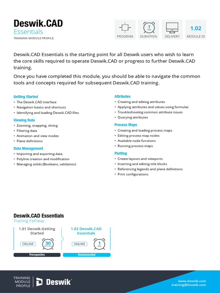 1 02 Deswik Cad Essentials Pdf Computer Aided Design Digital