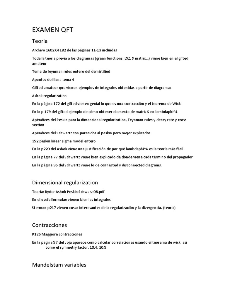 Examen QFT | PDF | Teoría del campo cuántico | Epistemología de la ciencia