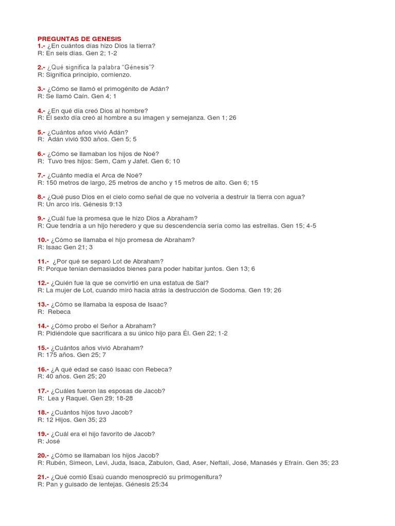 Preguntas de Genesis | PDF | Jacob | Abrahán