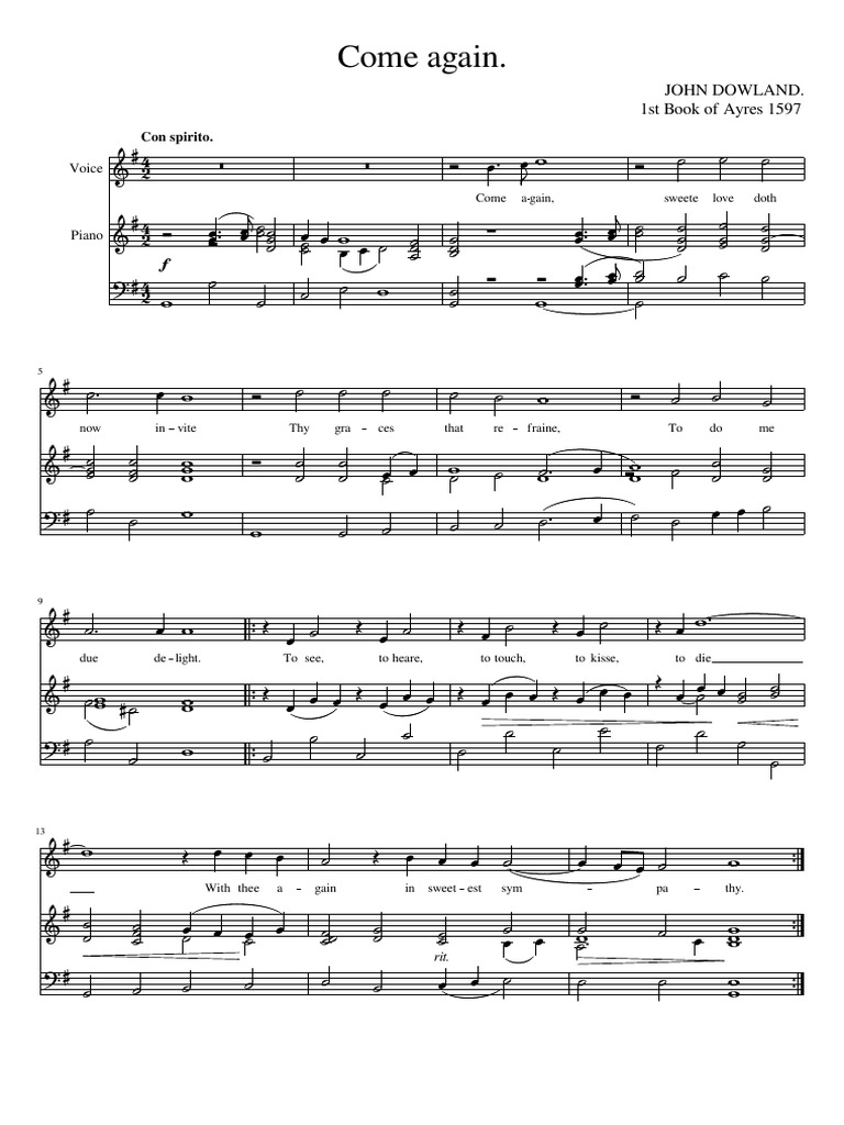 Come Again Dowland PDF | PDF