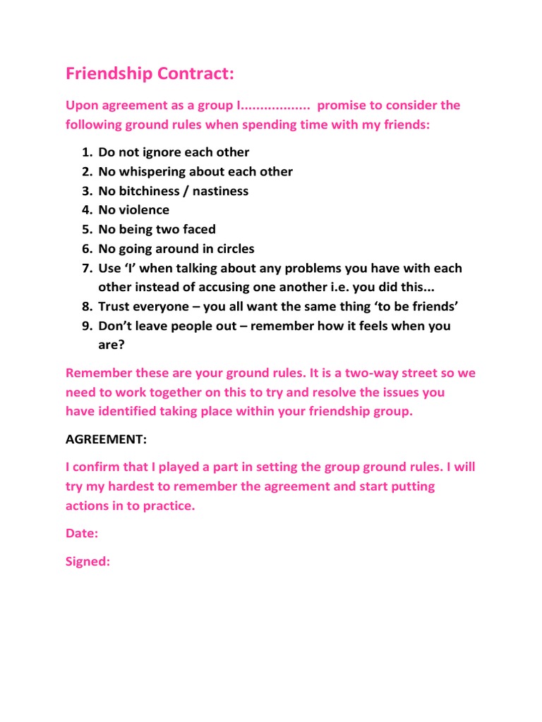 Friendship Contract Agreement Template | PDF