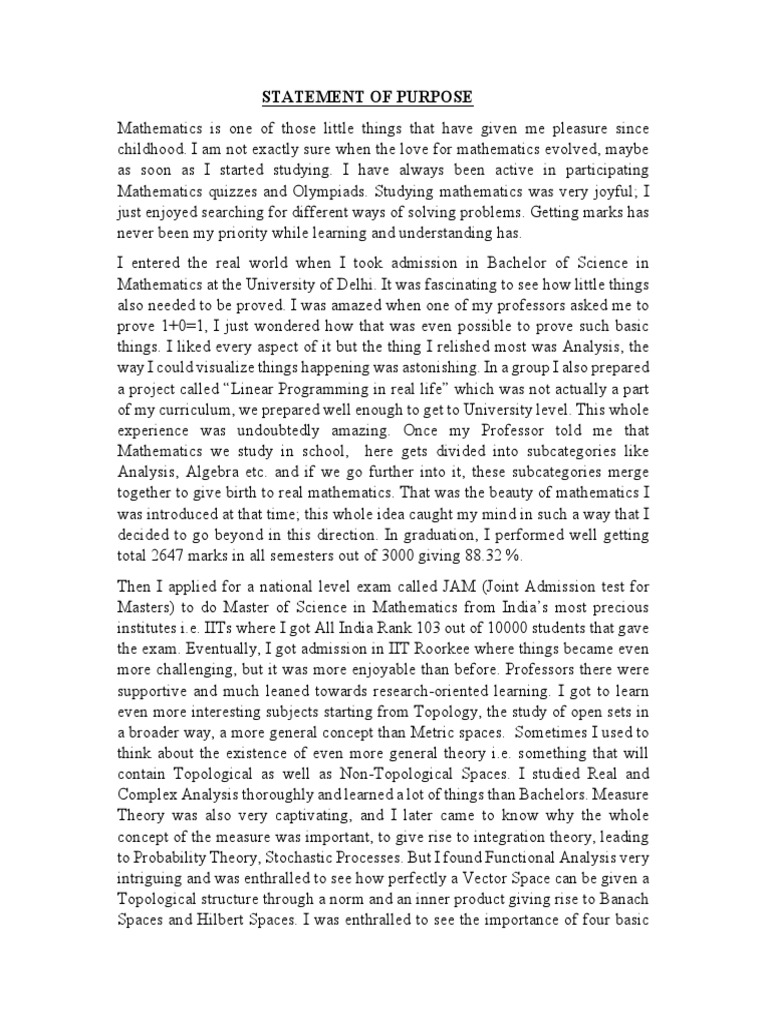 SOP | PDF | Functional Analysis | Teaching Mathematics