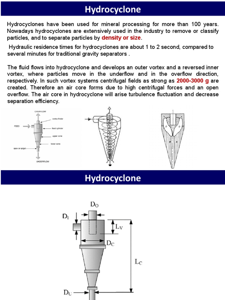 Hydrocylone and Gravity Sepration | PDF | Fluidization | Chemistry