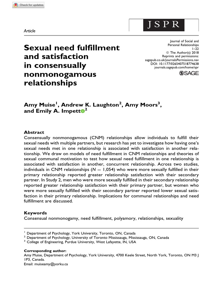 Muise Laughton Moors Impett 2018 Advanced Online PDF | PDF | Polyamory | Human Sexual Activity