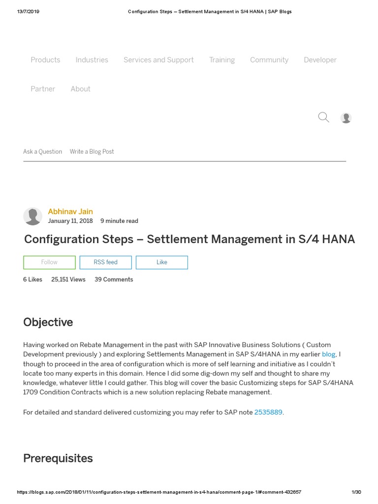 Configuration Steps - Settlement Management in S - 4 HANA - SAP Blogs ...