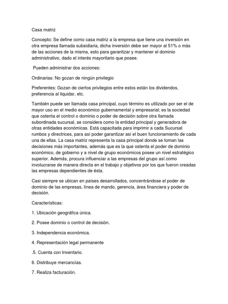 Casa Matriz | PDF | Estado financiero | Contabilidad