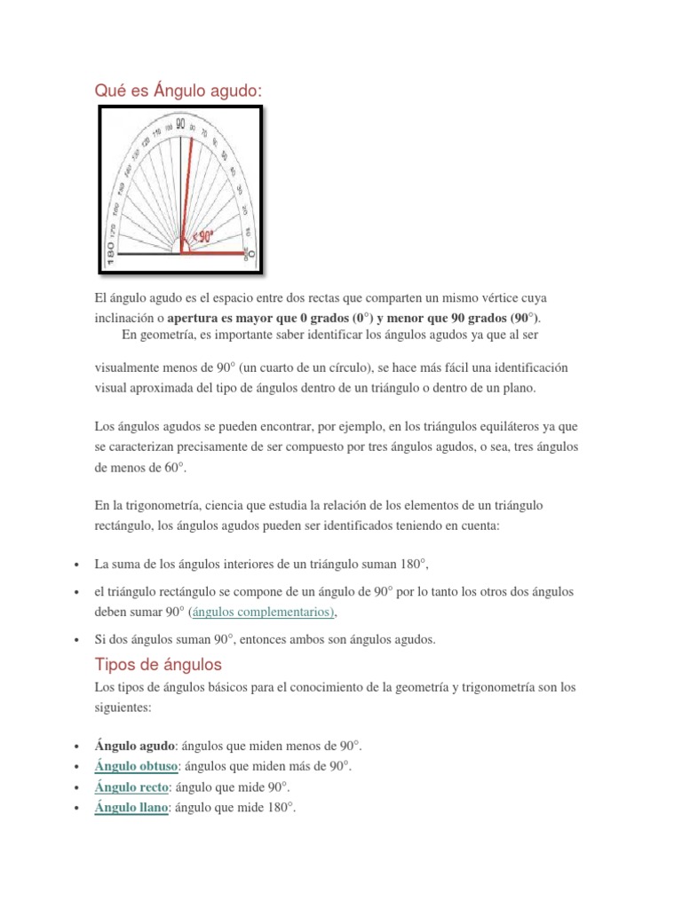 Qué Es Ángulo Agudo | PDF | Rectángulo | Triángulo