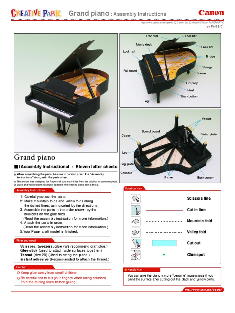 Papercraft Piano Canon p1 | PDF | Piano | Adhesive