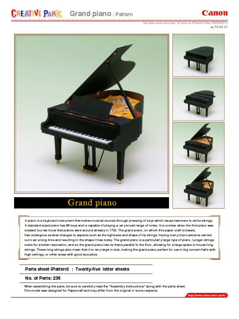 Papercraft Piano Canon p2 | PDF | Piano | Sound Production